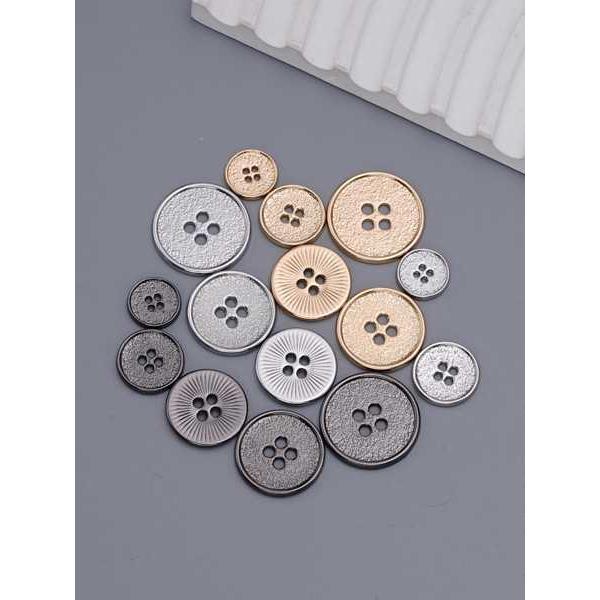 5/10pcs/Set Classic Round Flatback Buttons Jewelry DIY Hand Sewing 4 Holes Metal Buttons Apparel Accessories All Match