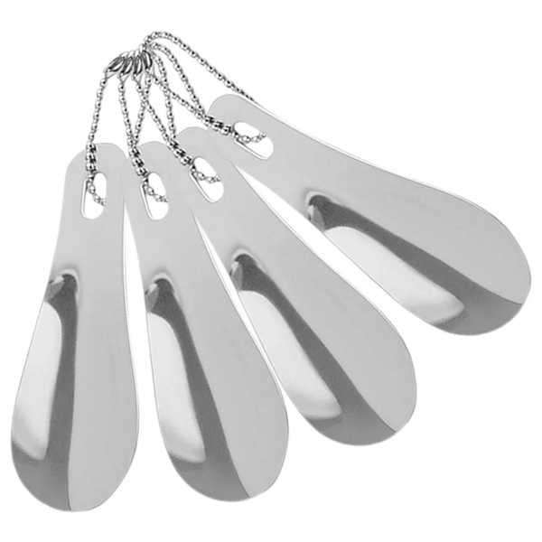 4個セット ステンレス製 靴べら キーホルダー付き 丈夫なショートハンドル 携帯便利 旅行用 靴脱ぎ補助具 男女兼用