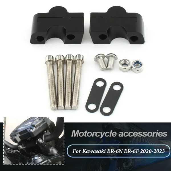 機能: Condition: 100% 新品、高品質 素材: アルミニウム 数量: 1ペア (ネジボルトを含む) ライダーが道路上でより良い姿勢と操作をできるようにします。 色: 黒  備品: カワサキER-6N ER-6F 2020-20...