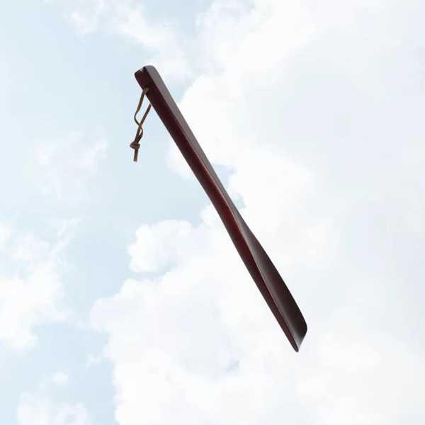 1個 木製靴べら 丈夫 軽量 ロングハンドル 人間工学設計 家庭 オフィス 旅行用 靴べらツール 曲がりを軽減