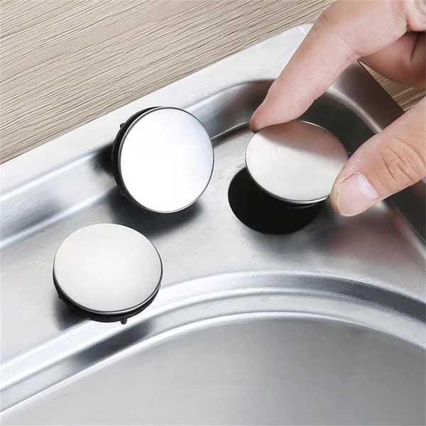 蛇口穴カバー,実用的なシンク蛇口ストッパー,キッチン排水シール,漏れ防止洗面台アクセサリー素材: ステンレス鋼 + プラスチック カラー: シルバー + ブラック サイズ (直径): 約35mm (穴に適しています: 25〜30mm)/45...