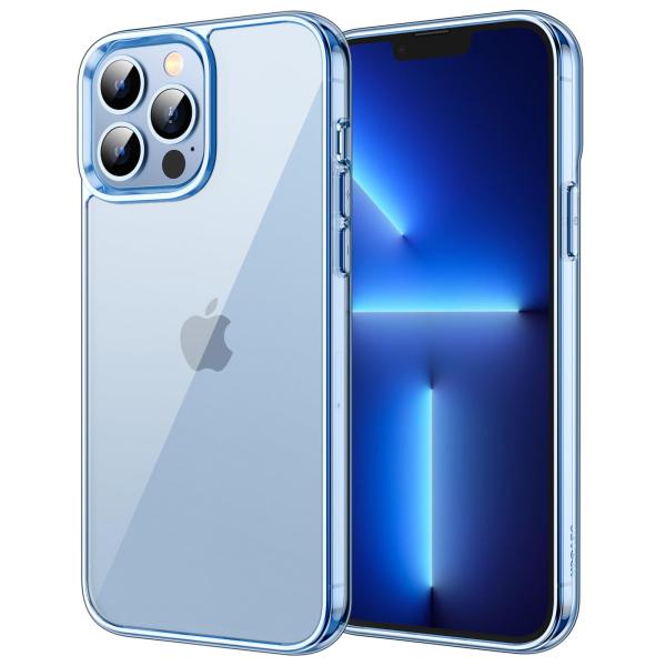 カラー：シエラブルーiPhone13 Pro 6.1インチ用の特別デザインです。おデバイスに完全な保護を提供し、ワイヤレス充電をサポートします高品質のPCとTPU素材を採用した保護ケースは、軽くてスリムなデザインに優れていますし、HDクリア...