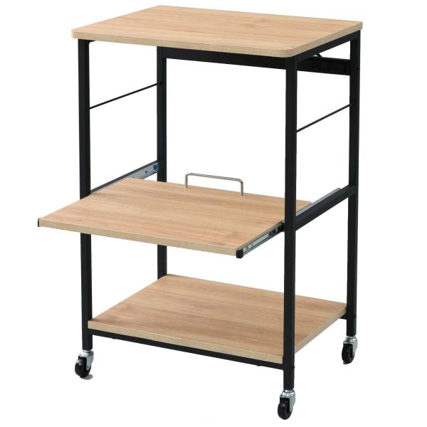 カラー：オーク/サンドブラックサイズ：幅57×奥行45.5×高さ91cmスタイル：ロー(コンセント/ワイド)レンジ台　キャスター付きお客様組立品本体サイズ:幅57×奥行45.5×高さ91cm/重量:13.6kg付属品:六角レンチ、スパナ素材...