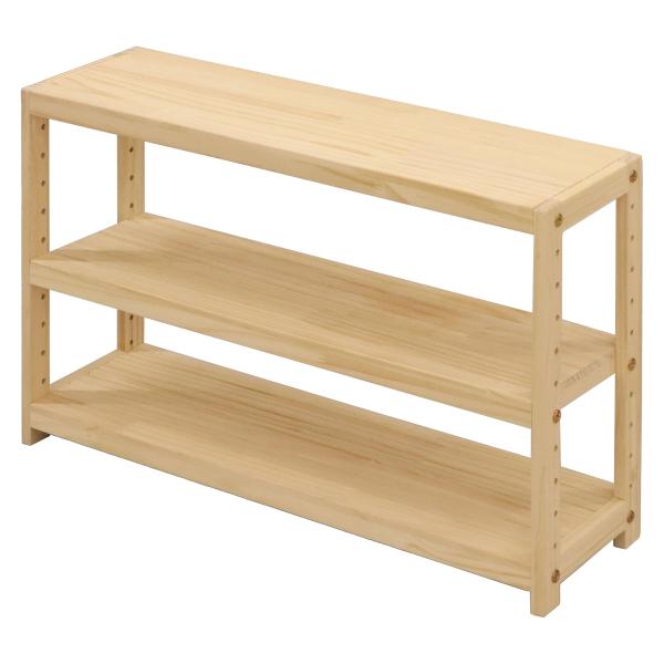 カラー：ナチュラルサイズ：幅60 3段スタイル：ミニマリスト商品サイズ(約):幅60×奥行18×高さ40cm耐荷重(約):全体30kg、棚板10kg/枚材質:天然木/無塗装生産国:中国組立:お客様組立品