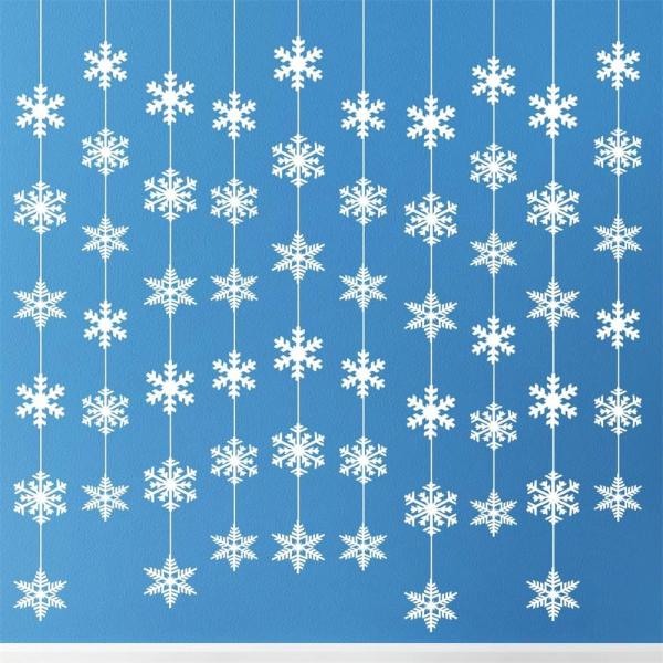カラー：ホワイトサイズ：Free10本セット、1本の長さ約1.5M、毎本は6枚雪の結晶。合計60枚雪の結晶。雪のサイズ約11cm、3つの異なる形状があり、可愛くてクリスマス飾り最適。クリスマスツリー、玄関、窓や壁に飾ることができます。天井か...