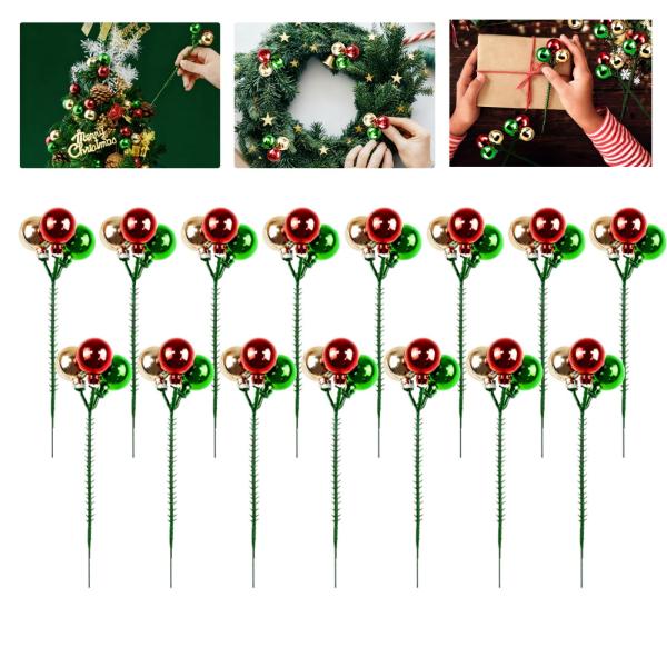 カラー：赤、緑、金【クリスマスツリー 装飾ピック】楽しくてお祭りの雰囲気を演出するクリスマスツリーオーナメントです。15個のクリスマスツリー オーナメントが届きます。各ピックには異なる色のボールが3つ付いています。十分な数量と鮮やかな色合い...