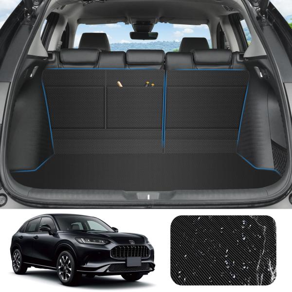 カラー：ブラックサイズ：タイプC?【適合車種】 zr-v ラゲッジマット RZ系 2023- 収納ポケット付き。ご注意：背面カバーをぴったり合うためには、是非後部シートを倒してから取り付けてください。シートが立ったままで着装すると、カバーが...