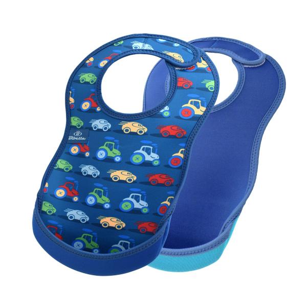 カラー：カーズ/デニムブルーサイズ：Free Sizeスタイル：モダン洗濯機・乾燥機使用OK![製造国] 中華人民共和国[対象] 3ヶ月 ~ウェットスーツ素材の特性を活かしたお食事用エプロン吸水性と防水性を兼ねそろえたネオプレン素材は、食後...