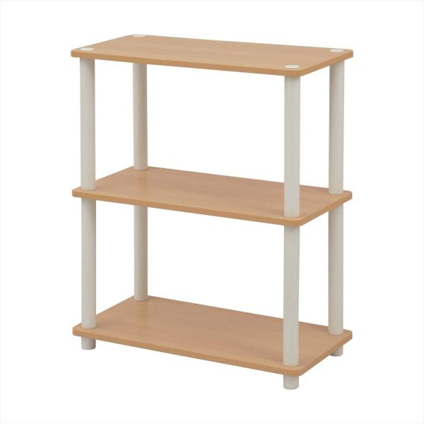 カラー：ナチュラルサイズ：幅60×奥行30×高さ77cmスタイル：3段メーカー型番:SR-3(NA/WH)本体サイズ:幅60×奥行30×高さ77cm重量:6kg素材・材質:支柱=ポリエチレン、ポリプロピレン、棚板=プリント紙化粧繊維板原産国...