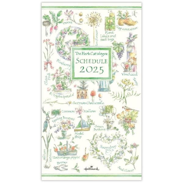 カラー：ハーブカタログ【サイズ】160×90mm【仕様】本文56頁(4色印刷)、ペンホルダー付き【内容】2024年10月始まり・イヤーカレンダー・イヤリープラン・マンスリースケジュール・横罫メモ・フリーメモ・アドレス・緊急連絡先付き・祝祭日...