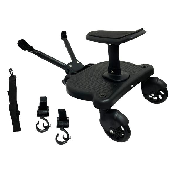 サイズ：1個 (x 1)Gstage ベビーカーステップ 座れる バギー ふたり乗り 二人乗りボード サドル付き 補助ペダル 立ち板 座席 ベビーカーパーツ アダプター 取り外し可能 2〜6歳の子供に適用 ブラック【2人目のお子様の移動が超...