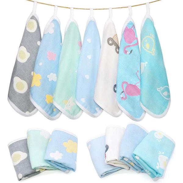 カラー：ブルー 7枚セットサイズ：ワンサイズ 7枚セットスタイル：かわいい「天然素材」綿100%で作られ、肌触りがやさしくて、赤ちゃんのお肌を守ります。無蛍光生地なので、赤ちゃんに舐められても噛まれても衛生的なハンカチです。安心してご使用い...