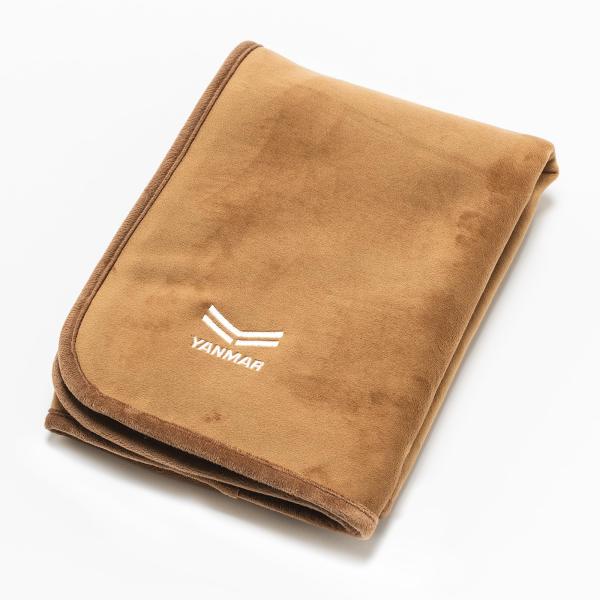 カラー：ブラウン光沢感のあるなめらかな質感のヤンマーオリジナルブランケットおしゃれでかわいい軽いブランケットで、ひざ掛けとしておすすめ中国製