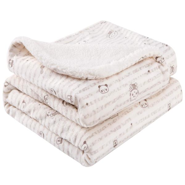 カラー：動物柄サイズ：80x110センチメートル (x 1)スタイル：シンプルサイズ：80*110cm。通常2枚の毛布で重ねて縫い合わせています。素材：表生地（フランネル）：ポリエステル100%。 裏生地（シープボア）：ポリエステル100%...