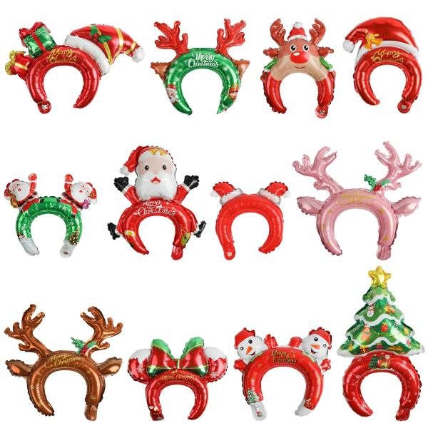 カラー：12PCSサイズ:バルーンカチューシャの高さは約22~36cm 幅約21~23cm (膨張状態で)材質:アルミホイル。高品質の自己密封バルーン、安全、耐久性。セット内容：12個セット。クリスマスツリー×1、雪だるま×1、ヘラジカ×1...