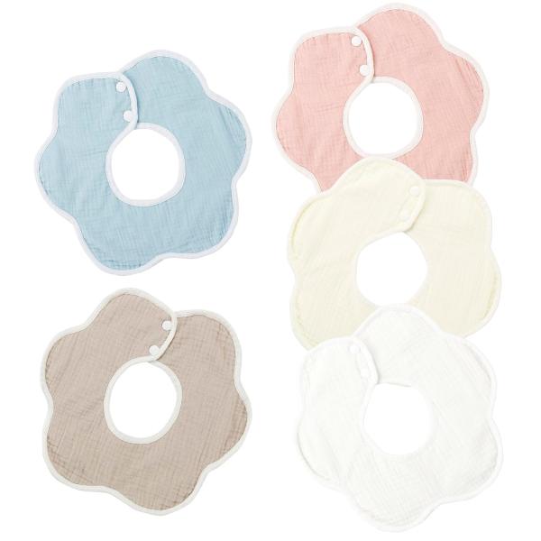 カラー：ホワイト、ブルー[360スタイ・花びら型! ]この360°スタイは、赤ちゃんの首まわりをしっかりとカバーする花びら型のデザインが特徴です。[2重ガーゼ]見た目の可愛さだけではなく、優しい肌触りの2重ガーゼは通気性も良く、1年中気持ち...