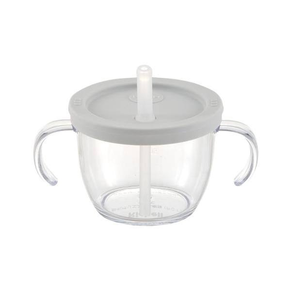 カラー：ライトグレーサイズ：小さいスタイル：新パッケージ早く、ストローで飲ませたい　ストロー飲みの練習ができるコップマグです。手前にくるストロー分解する手間がない一体型のストロー飲み口パーツが少なくお手入れが簡単です。