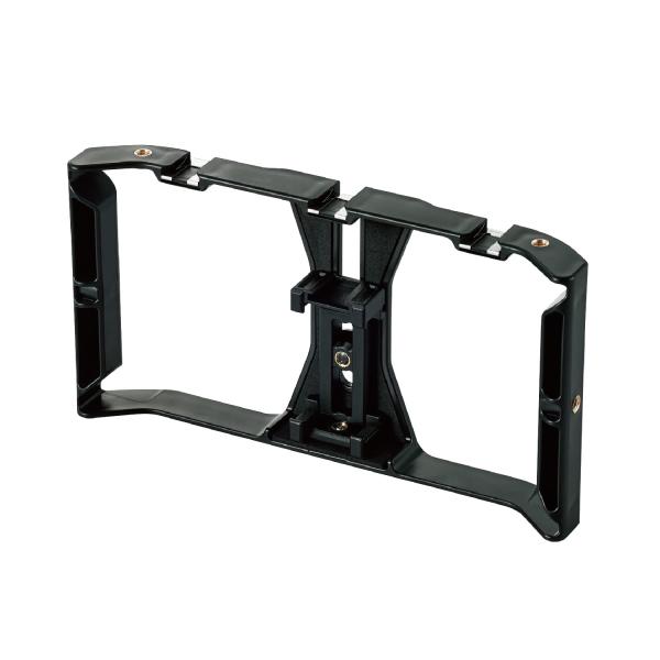 カラー：ブラックスタイル：両手持ちカメラやライト、マイクなどの撮影機材をカスタマイズして装着できる、動画撮影用スマートフォンホルダーです。両手で持てるので安定性が高く、動きながらの撮影に最適です。ホルダー上部には、撮影に必要な機器が取り付け...