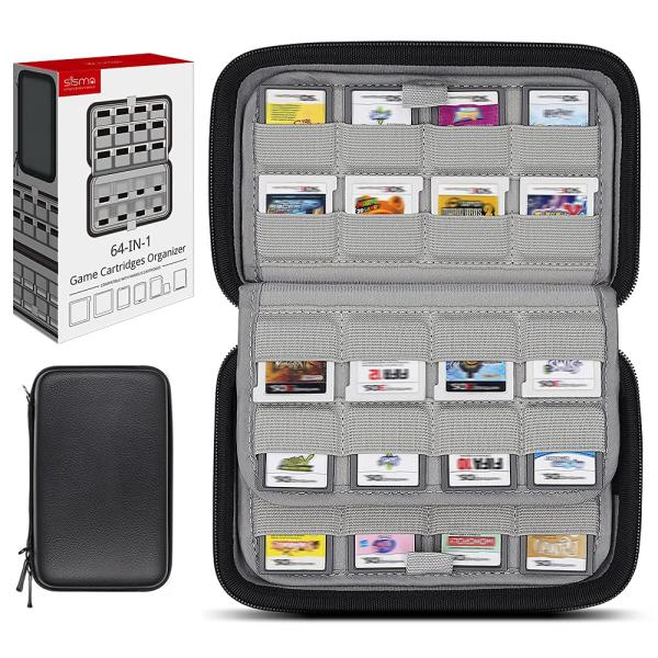 カラー：黒色収納できる驚きの収納力！3DS・DS・SWITCH・VITAソフトカードまたはSDメモリカードが64枚収納できます。ポーチ内側の4個仕切り。各仕切りパネルには、ゲームカードやメモリーカードを収納できる16「フロント8 /バック8...