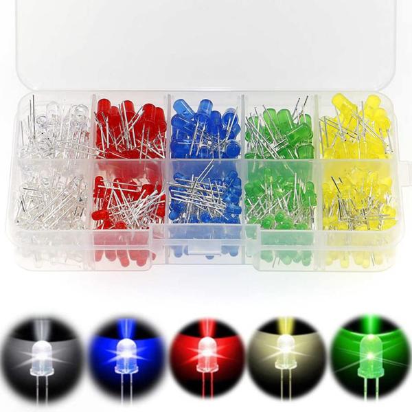 【商品仕様】ヘッドタイプ：丸型。直径：3mmと5mm。高品質の輝度ダイオードLED。【カラー】LEDダイオードキット：各サイズ5色。3mm：20pcs黄、20pcs緑、20pcs青、20pcs赤、20pcs白; 5mm：20pcs黄、20p...