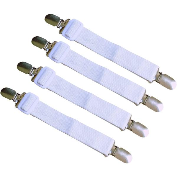 カラー：white【サイズ】シーツクリップ最短状態約26×2.5cm 調整長さサイズ：48×2.5cm 伸ばしサイズ：90×2.5cm【ベッドシーツズレ防止】布団ずれ防止クリップは強力クリップを使った安心設計ので、ベッドシーツの四隅を裏側か...