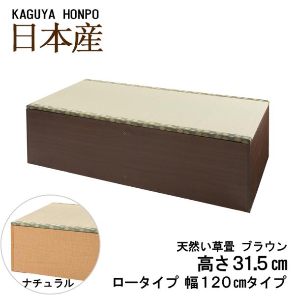 天然い草畳ユニット　ロータイプ　120　 ■サイズ W120×D60×H31.5cm ■内寸 W56×D56×H28cm×2箇所（仕切り板：１枚,スペース2） ■重量：(全体)約16kg(畳)約8kg■耐荷重：(畳)約100kg■底板耐荷重...