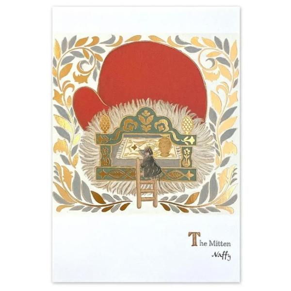 童話の挿絵や装画を数多く手掛ける絵本作家Naffyさんが描く美しく優しいイラストは、初めての絵本を手に取った懐かしい時へと誘います。まるで古い洋書の1ページに、金箔を施して仕立て様な美しいポストカードです。■カードサイズ：148×100mm...