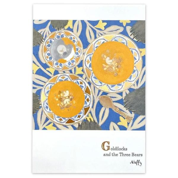 童話の挿絵や装画を数多く手掛ける絵本作家Naffyさんが描く美しく優しいイラストは、初めての絵本を手に取った懐かしい時へと誘います。まるで古い洋書の1ページに、金箔を施して仕立て様な美しいポストカードです。■カードサイズ：148×100mm...