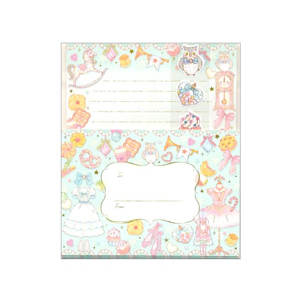 人気イラストレーターたけいみきさんによる、フェミニンでかわいいレターセットです。ところどころに箔加工が施されており、ちょっぴり特別な印象。■便箋サイズ:170×134mm　横罫■封筒サイズ：100×140mm　郵便番号枠なし■便箋8枚、封筒...