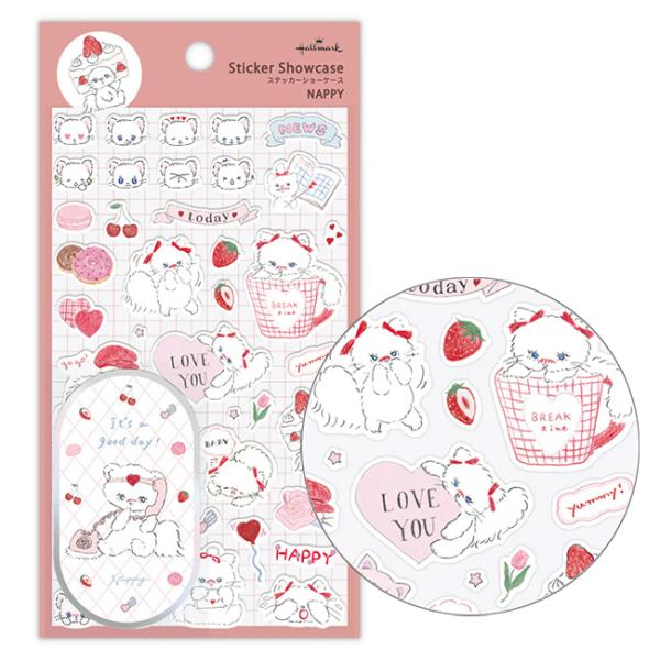 SNSスタンプやイラストで話題の人気イラストレーター酸によるステッカーシリーズ。おしゃれな色使いと繊細なタッチで可愛い女の子や動物を描くNAPPYさんデザイン。大きめステッカー1枚付き。■ステッカー大1枚、シールシート1枚■材質：PE中国製...