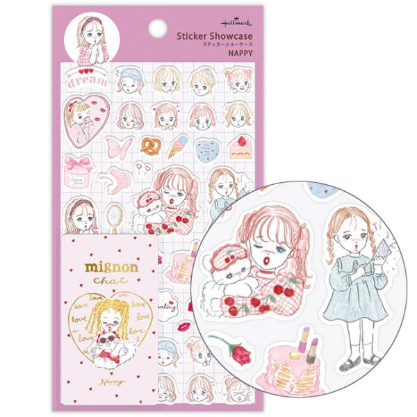 SNSスタンプやイラストで話題の人気イラストレーター酸によるステッカーシリーズ。おしゃれな色使いと繊細なタッチで可愛い女の子や動物を描くNAPPYさんデザイン。大きめステッカー1枚付き。■ステッカー大1枚、シールシート1枚■材質：PE中国製...