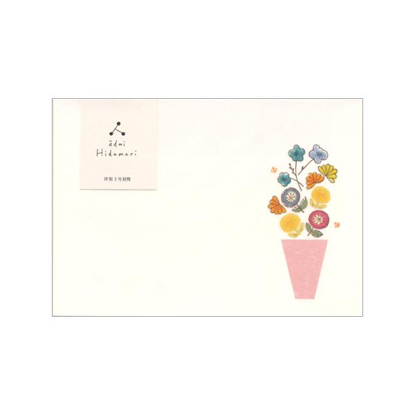 admiデザインのかわいい封筒です。はがきが入るサイズ。■サイズ：洋2　114×162mm■5枚入り　郵便番号枠なし