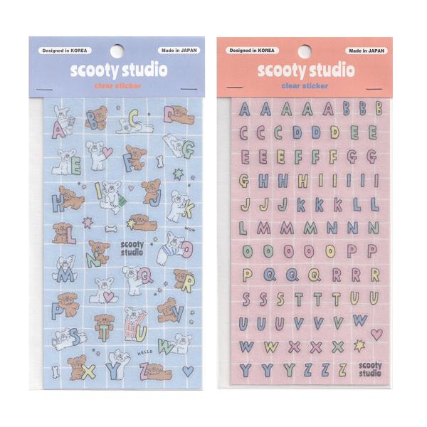 韓国の雑貨ブランド「scooty studia」のデザインシールです。アルファベットをモチーフにしているので、手帳やノートのタイトル部分やメッセージカードなどのデコにぴったりです。■パッケージサイズ：200×100mm日本製