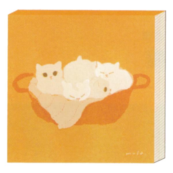 何気ない日常をやさしくあたたかい世界観で描く、ねこが大好きなイラストレーター「mula」さんデザインのメモパッドです。可愛い4柄。たっぷり使える100枚入り。■90×90mmmサイズ■4柄各25枚　合計100枚入日本製◇メール便対応個数：最...