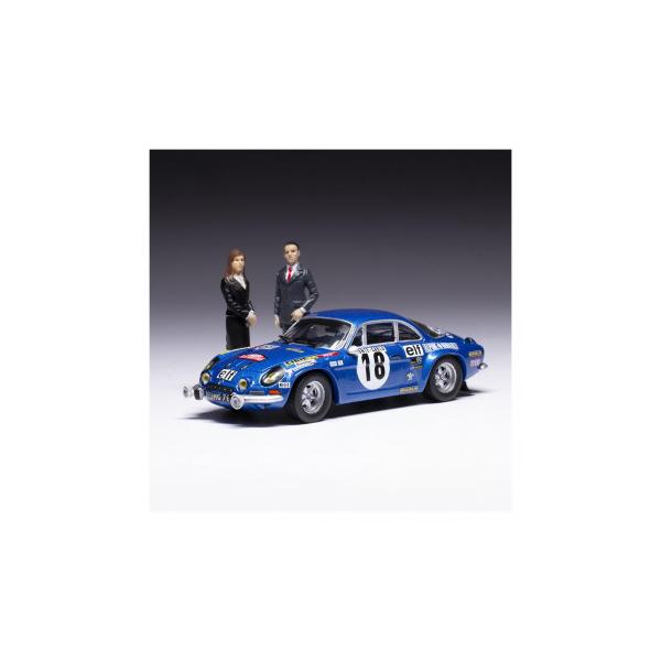 1/43スケール、アルピーヌ ルノー 1800S 73モンテカルロ ♯18 Andruet/Petit フィギュア付きのモデルカーです。