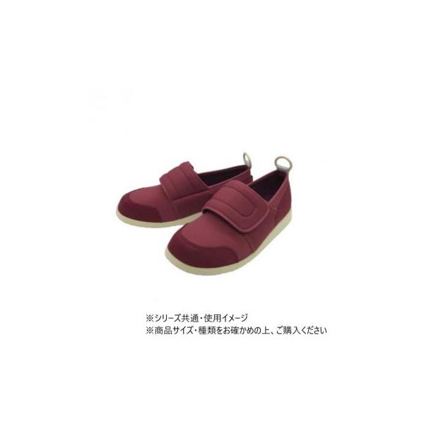 ストレッチ性のあるゴムスポンジで、やさしい履き心地になっております。大きく開く履き口で脱ぎ履きが楽です。面ファスナーで容易に着脱できます。かかとには着用をサポートする指リングが付いております。