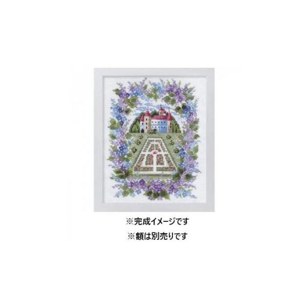 色とりどりのししゅう糸を使って表現した、花の咲く風景。技法はクロスステッチ。額(W-46)は別売り。技術レベルは中級〜上級者向。