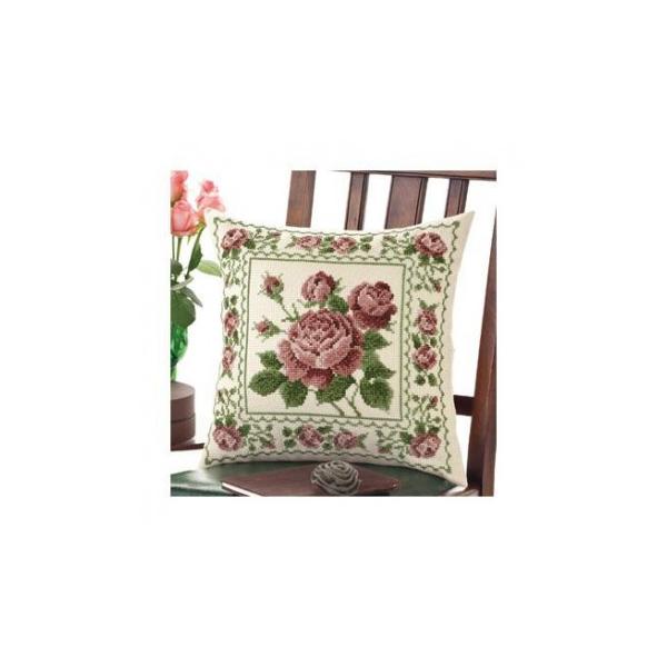 日々の暮らしが華やかになる花たちを表現しました。技法はクロスステッチ。技術レベルは中級者向。