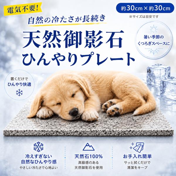 ・天然御影石100％使用・約30cm×30cm×厚み約1cm・お得な2枚セット・電気不要で自然なひんやり感・冷えすぎずペットにもやさしい・犬、猫、うさぎなどにおすすめ・汚れてもサッと拭くだけ・繰り返し使えて経済的・天然石のため石目や色味には...