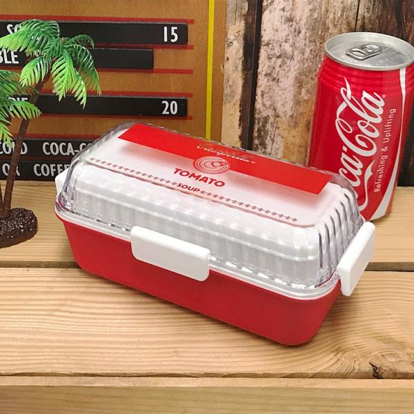 キャンベル柄の２段ランチボックス☆トマトスープ缶で有名なキャンベルのデザインが入ったランチボックスです。赤と白のコントラストが楽し気で、よりランチの気分を盛り上げてくれますよ☆容量的に女性向けかと思いきや、調べてみると日本の大手牛丼屋の並盛...