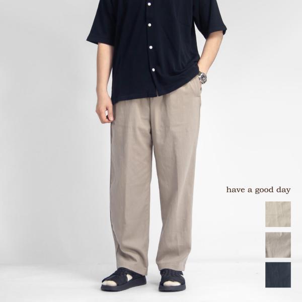 have a good day(ハブアグッドデイ)より、ドライで軽快な麻綿キャンバスを使用したイージーパンツ「LINEN PANTS」をご紹介。◆実寸サイズ(2)/ウエスト68-82/レングス70/股上35/ワタリ35/裾幅22<BR...