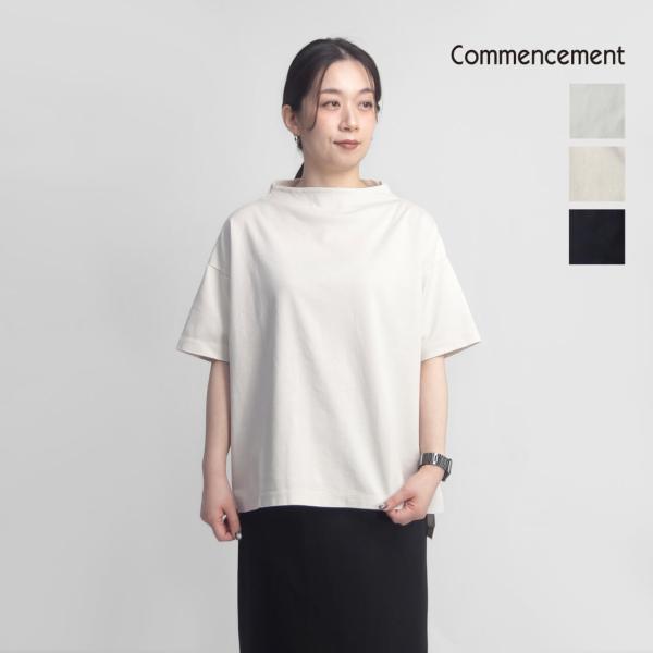 COMMENCEMENT（コメンスメント）より、クリーンな表面とポンチならではのハリのある質感に、上品な大人のカジュアルを楽しめる半袖カットソーをご紹介。◆実寸サイズ(FREE)/着丈後(前)64(60)/身幅61/肩幅55/袖丈16◆素材...