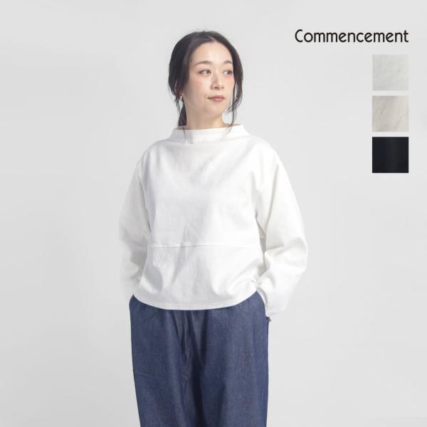 COMMENCEMENT（コメンスメント）より、クリーンな表面にハリのある質感が特徴的なポンチ生地のボトルネック長袖カットソーをご紹介。◆実寸サイズ(FREE)/着丈後(前)56(53)/身幅57/肩幅49/袖丈46◆素材：綿100％◆カラ...