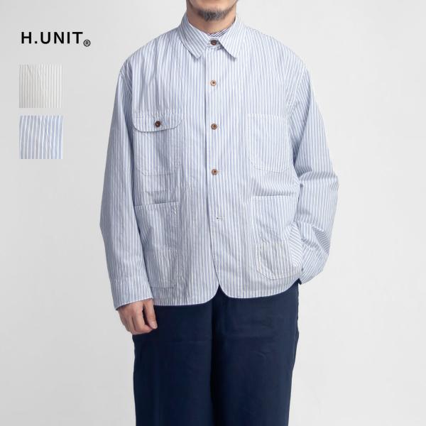 H.UNITから30年代カバーオールをベースに薄手シャツ生地で再構築したシャツオールをご紹介。チンストラップ付きモデルをモチーフに、右胸フラップ、左胸パッチ、腰の大容量ポケットを配置。底部はスレキ補強、内ポケットを含む5ポケット仕様。袖口は...