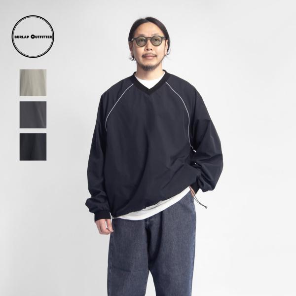 BURLAP OUTFITTER (バーラップアウトフィッター)より、軽量で通気性の良いナイロンを用いた、ピステタイプデザインのプルオーバーシャツをご紹介。◆実寸サイズ(M)/着丈72/身幅70/裄丈93(L)/着丈75/身幅72/裄丈97...