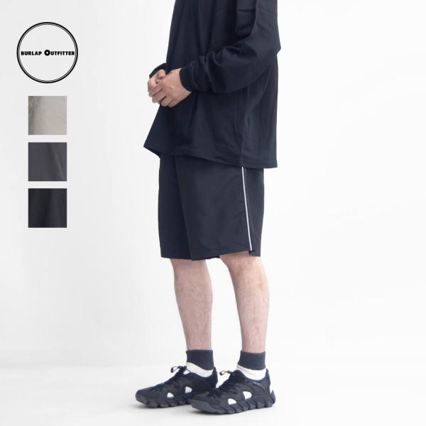 BURLAP OUTFITTER (バーラップアウトフィッター)より、軽量で通気性の良いナイロンを用いたジャムショーツをご紹介。◆実寸サイズ(M)/ウエスト82-94/レングス30/股上36/ワタリ40/裾幅37(L)/ウエスト85-97/...