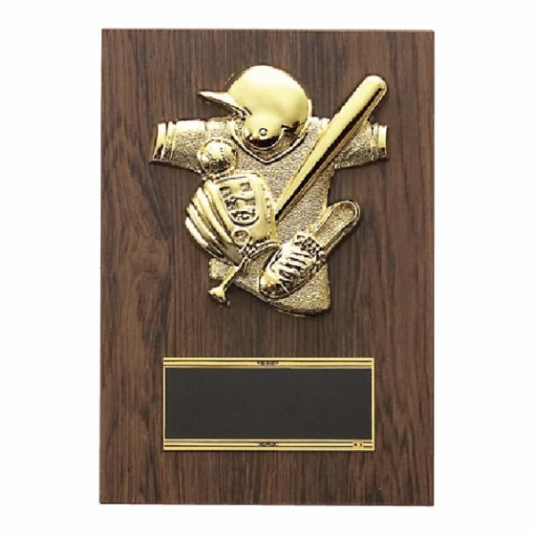 大会など表彰式で使われる、野球・ソフトボールの楯(盾)です。記念品、卒業記念、卒団記念などに最適です。装飾に紅白リボンを取り付けます（無料）。