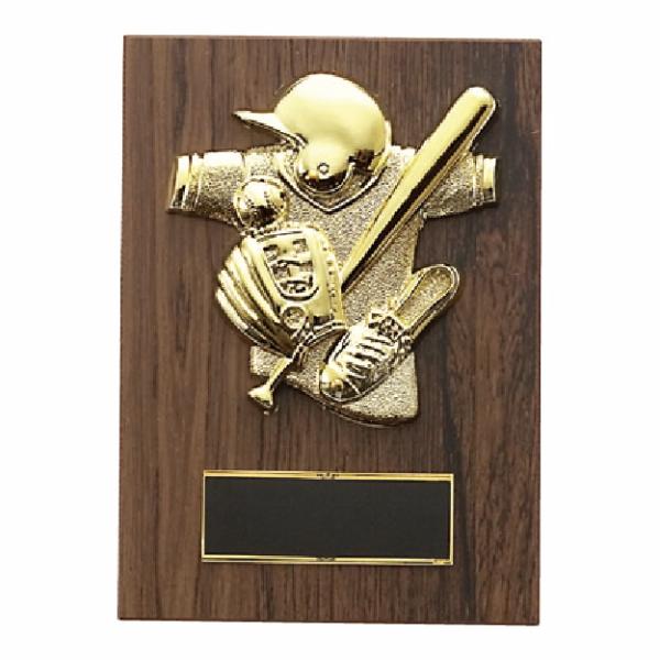 大会など表彰式で使われる、野球・ソフトボールの楯(盾)です。記念品、卒業記念、卒団記念などに最適です。装飾に紅白リボンを取り付けます（無料）。