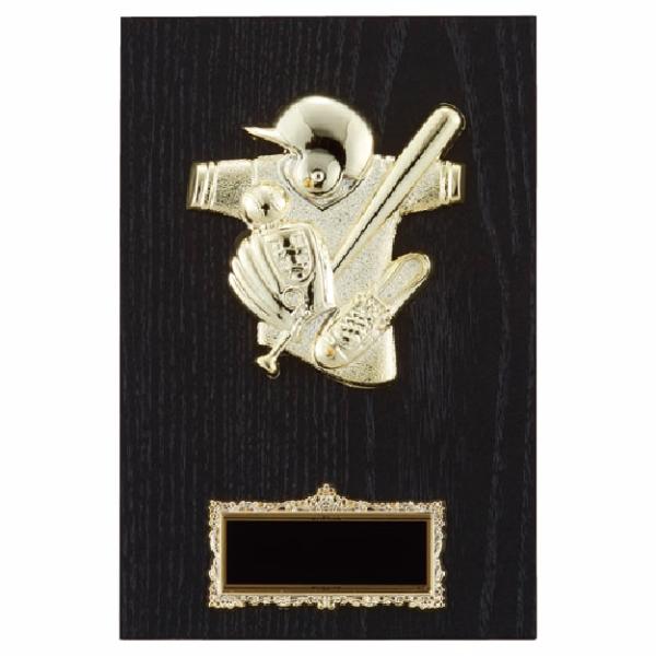 大会など表彰式で使われる、野球・ソフトボールの楯(盾)です。記念品、卒業記念、卒団記念などに最適です。装飾に紅白リボンを取り付けます（無料）。