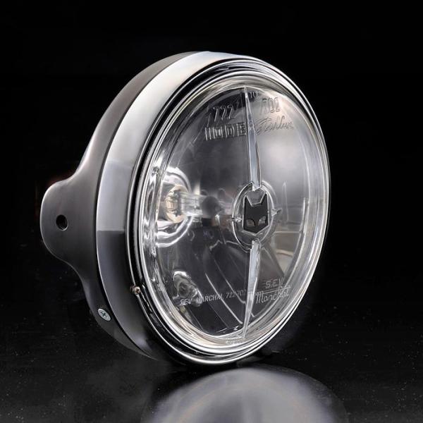 マーシャルヘッドライト722・702　スタールクス　汎用フルキット　φ180クリアーレンズ ブラックケースライトケース+ライト+内リム+外リムのセットです